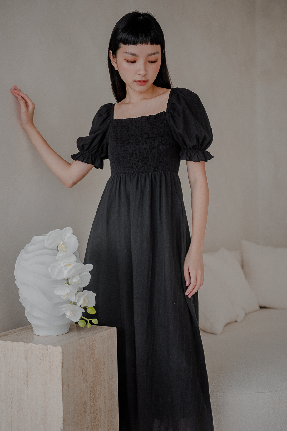 SADIE SMOKED DRESS (BLACK) | Danity Roses